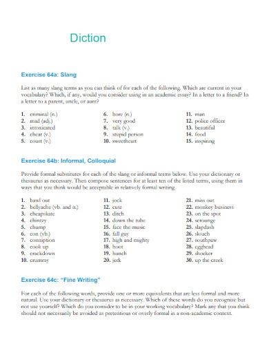Diction - Examples, PDF | Examples
