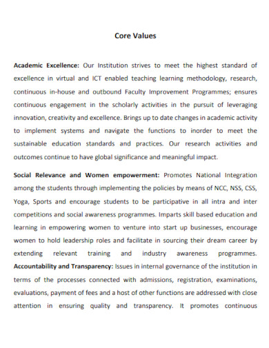 Core Values - Examples, PDF | Examples
