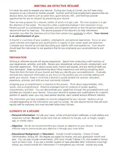 Resume Experience - Examples, PDF | Examples