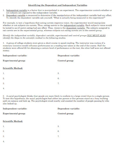 Independent Variable - Examples, PDF | Examples
