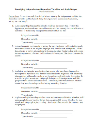 Independent Variable - Examples, PDF | Examples