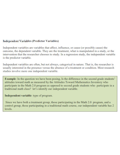 Independent Variable - Examples, PDF | Examples