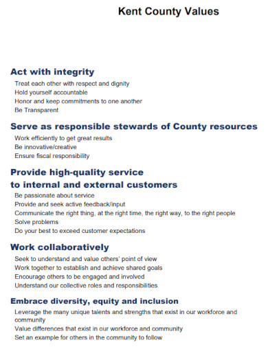 Values - Examples, PDF | Examples