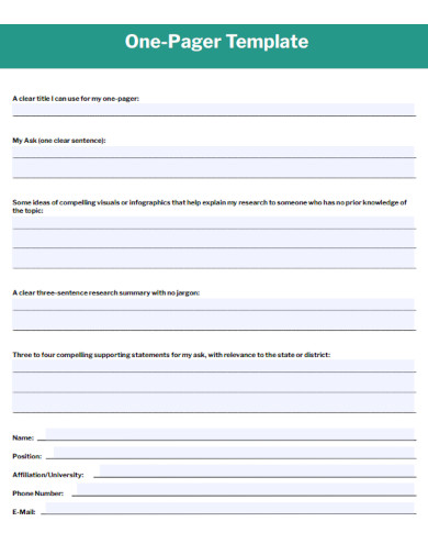 One Pager - Examples, PDF | Examples