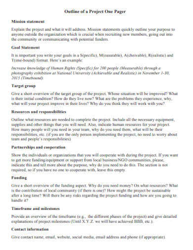 One Pager - Examples, PDF | Examples