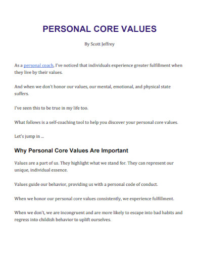Core Values - Examples, PDF | Examples