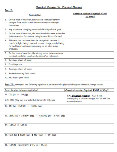 Physical Change - Examples, PDF | Examples