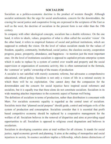 Socialism - 99+ Examples, Format, How to Distinguish, PDF