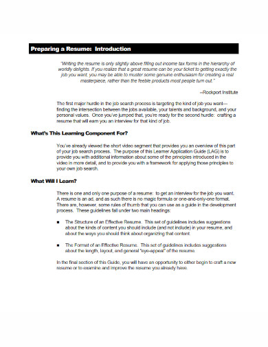 Resume Introduction - Examples, PDF | Examples