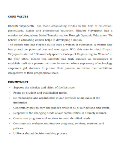 Core Values - Examples, PDF | Examples