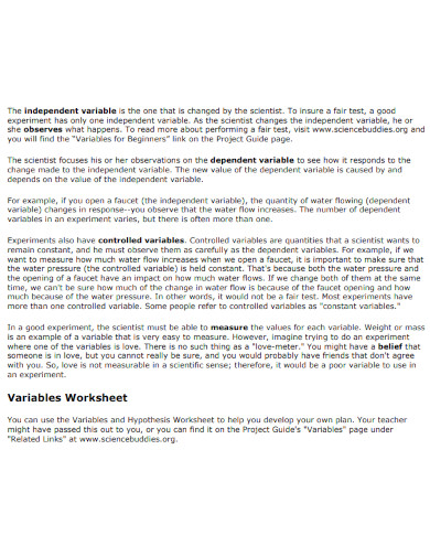 Independent Variable - Examples, PDF | Examples