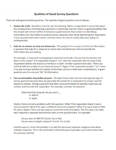 Survey Question - Examples, PDF | Examples