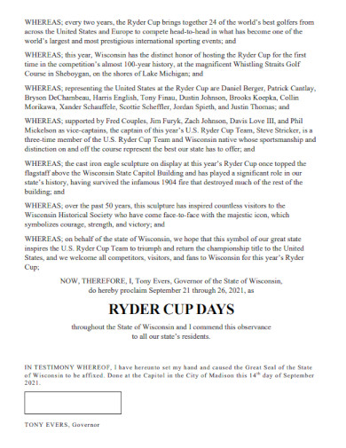 Ryder Cup - Examples, PDF | Examples