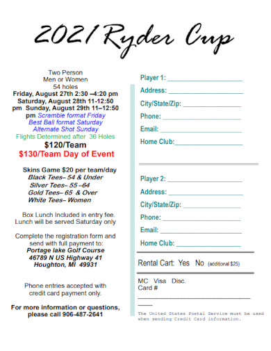 Ryder Cup - Examples, PDF | Examples