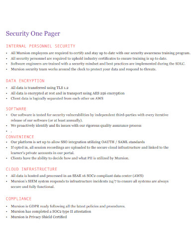 One Pager - Examples, PDF | Examples