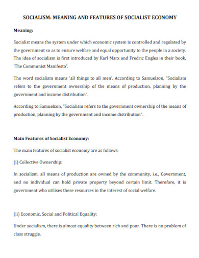 Socialism - 99+ Examples, Format, How to Distinguish, PDF