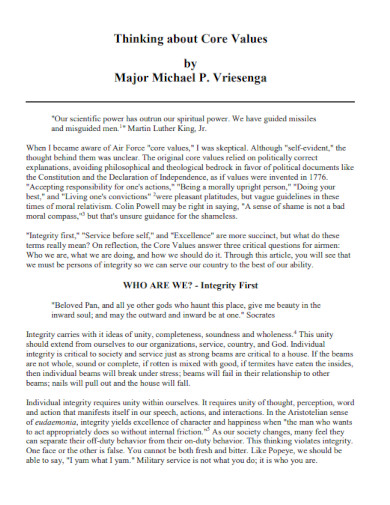 Core Values - Examples, PDF | Examples