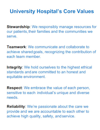 Core Values - Examples, PDF | Examples