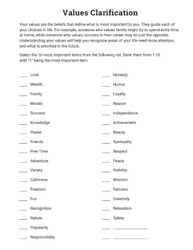 Values - Examples, PDF | Examples
