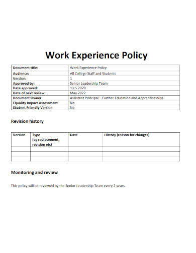 Work Experience - Examples, PDF | Examples
