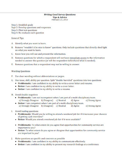 Survey Question - Examples, PDF | Examples