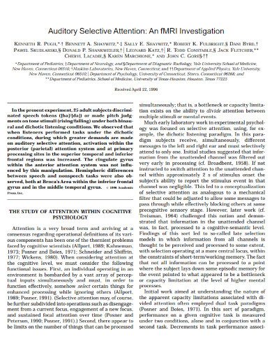 Selective Attention - Examples, PDF | Examples