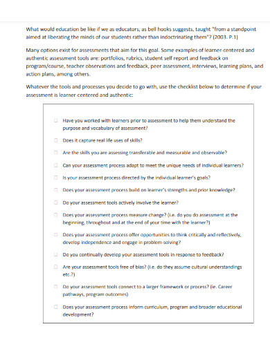 Authentic Assessment - Examples, PDF | Examples