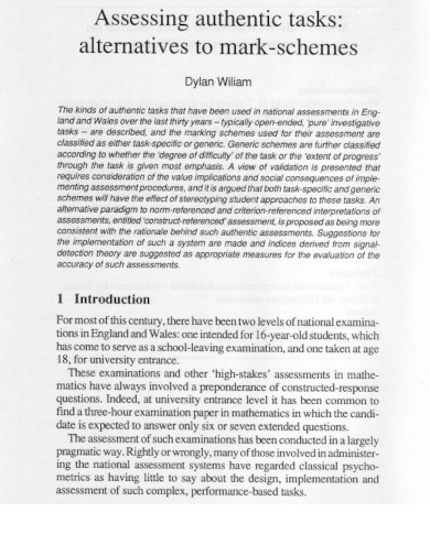 Authentic Assessment - Examples, PDF | Examples