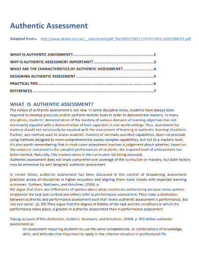 Authentic Assessment - Examples, PDF | Examples