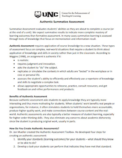 Authentic Assessment - Examples, PDF | Examples
