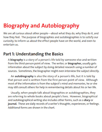 Autobiography - Examples, PDF | Examples