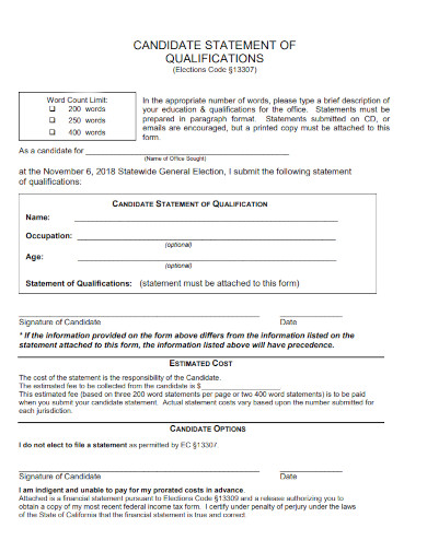 Statement of Qualifications - Examples, PDF | Examples