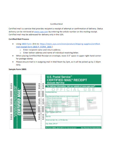 Certified Mail - Examples, PDF | Examples