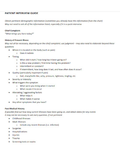 Chief Complaint - Examples, PDF | Examples