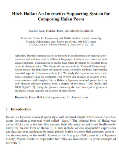 Haiku Poem - Examples, PDF | Examples