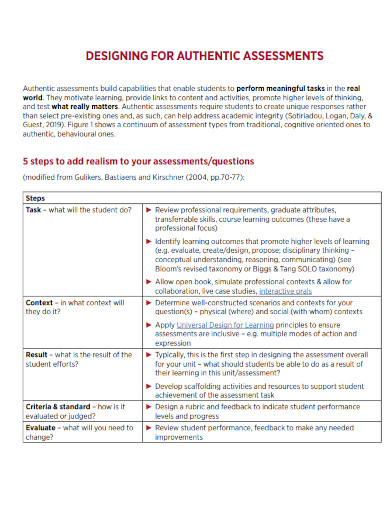 Authentic Assessment - Examples, PDF | Examples