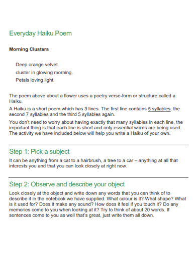 Haiku Poem - Examples, PDF | Examples