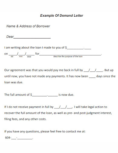 Demand Letter - Examples, PDF | Examples
