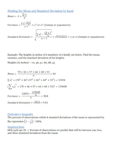 Standard Deviation - 99+ Examples, Format, How to Find, PDF