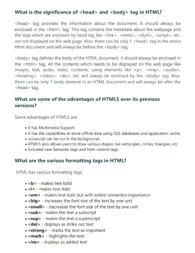 HTML - 99+ Examples, Format, How to Build, PDF
