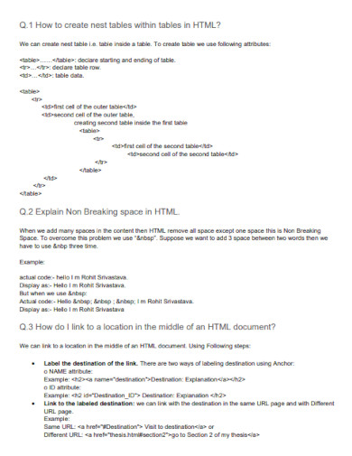 HTML - 99+ Examples, Format, How to Build, PDF