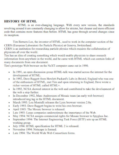 HTML - 99+ Examples, Format, How to Build, PDF