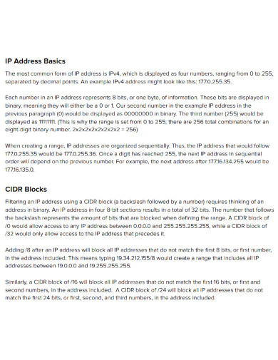 IP Address - Examples, PDF | Examples