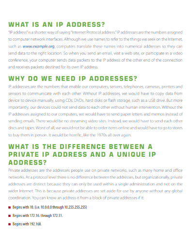 IP Address - Examples, PDF | Examples