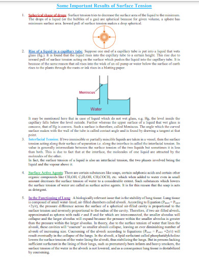 Surface Tension - 5+ Examples, Format, How To Calculate, PDF