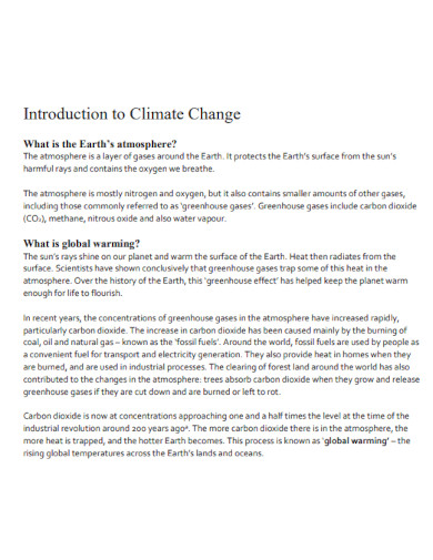 Climate Change - Examples, PDF | Examples
