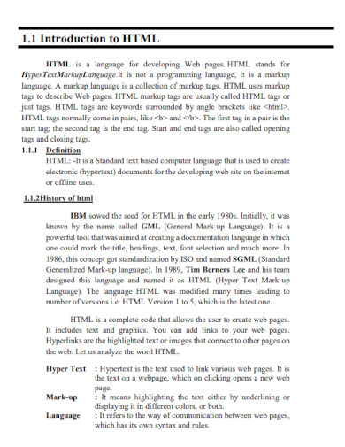 HTML - 99+ Examples, Format, How to Build, PDF