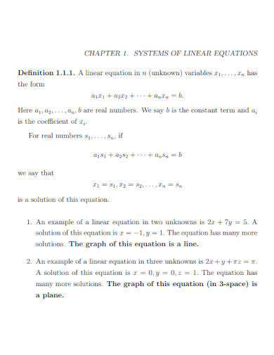 Linear Equations - Examples, Format, How to Graph, PDF
