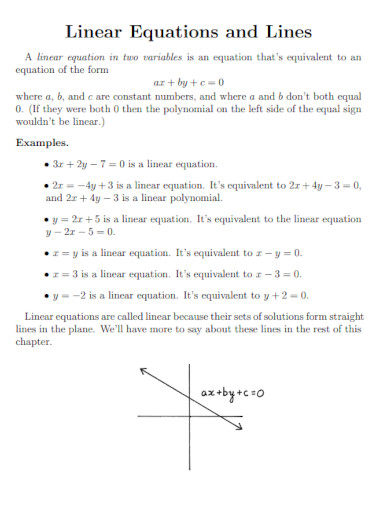 Linear Equations - Examples, Format, How to Graph, PDF