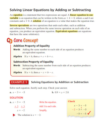Linear Equations - Examples, Format, How to Graph, PDF